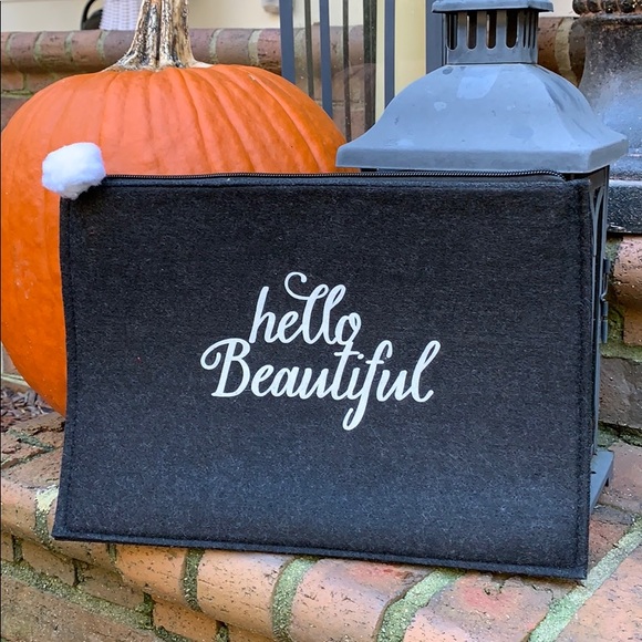 Bags | Hello Beautiful Black Makeup Bag | Poshmark